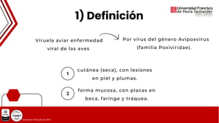 Viruela aviar: causas, síntomas, diagnóstico y medidas de prevención. | PDF