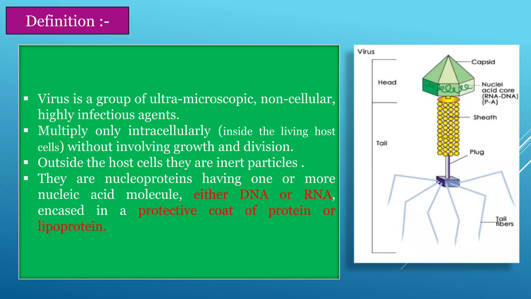 Viruses : characteristics, structure, reproduction , transmission and ...