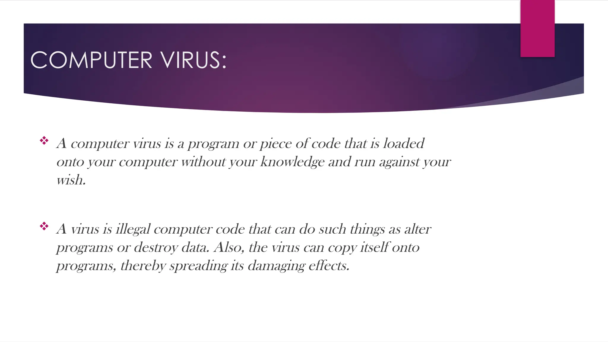 viruses and its types in the computer system | PPTX