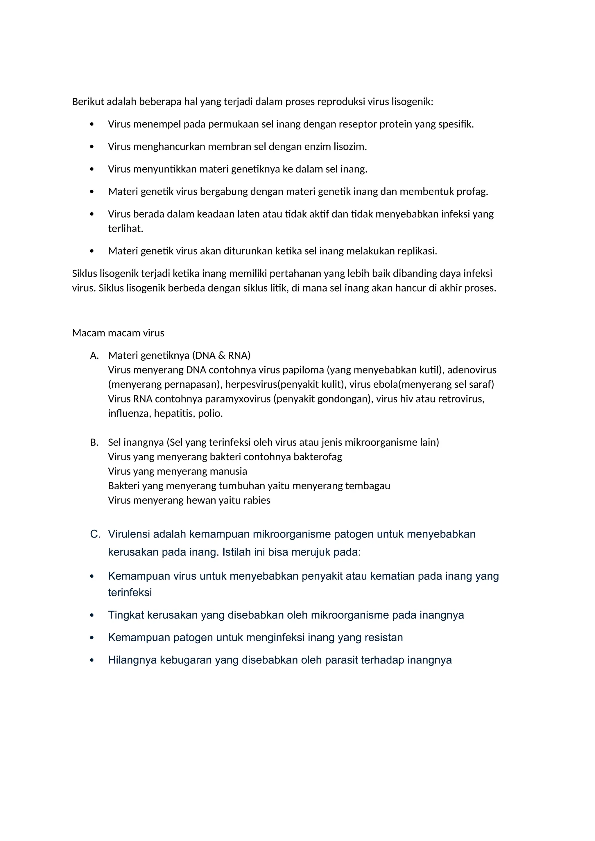 Virus biologi kelas X semester 1 kurikulum 13 | DOCX