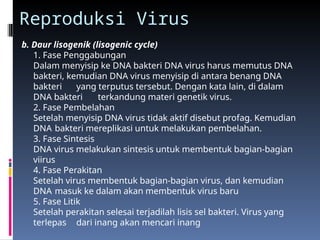 VIRUS ciri ciri contoh reproduksi perbedaan | PPT
