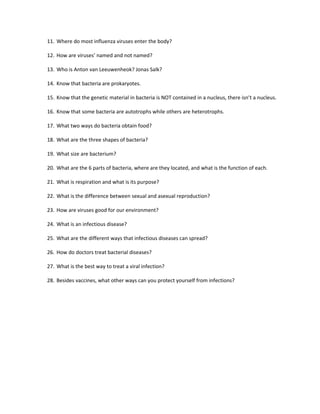 Virus And Bacteria Review Sheet | DOC | Infectious Diseases | Diseases ...