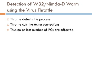 Virus detection based on virus throttle technology | PDF
