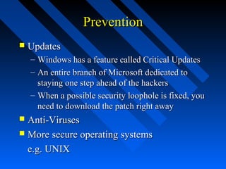 Viruses | PPT | Operating Systems | Computer Software and Applications