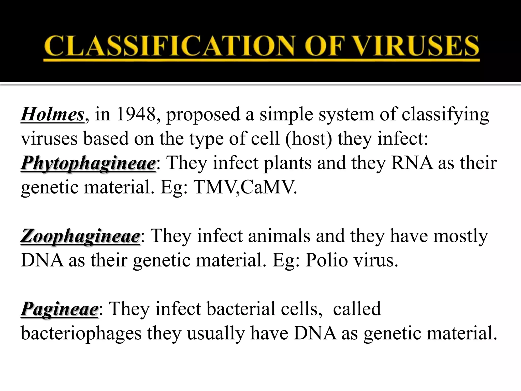 VIRUSES CLASSIFICATION , LIFE CYCLE OF VIRUSES. CHARACTERISTICS OF ...