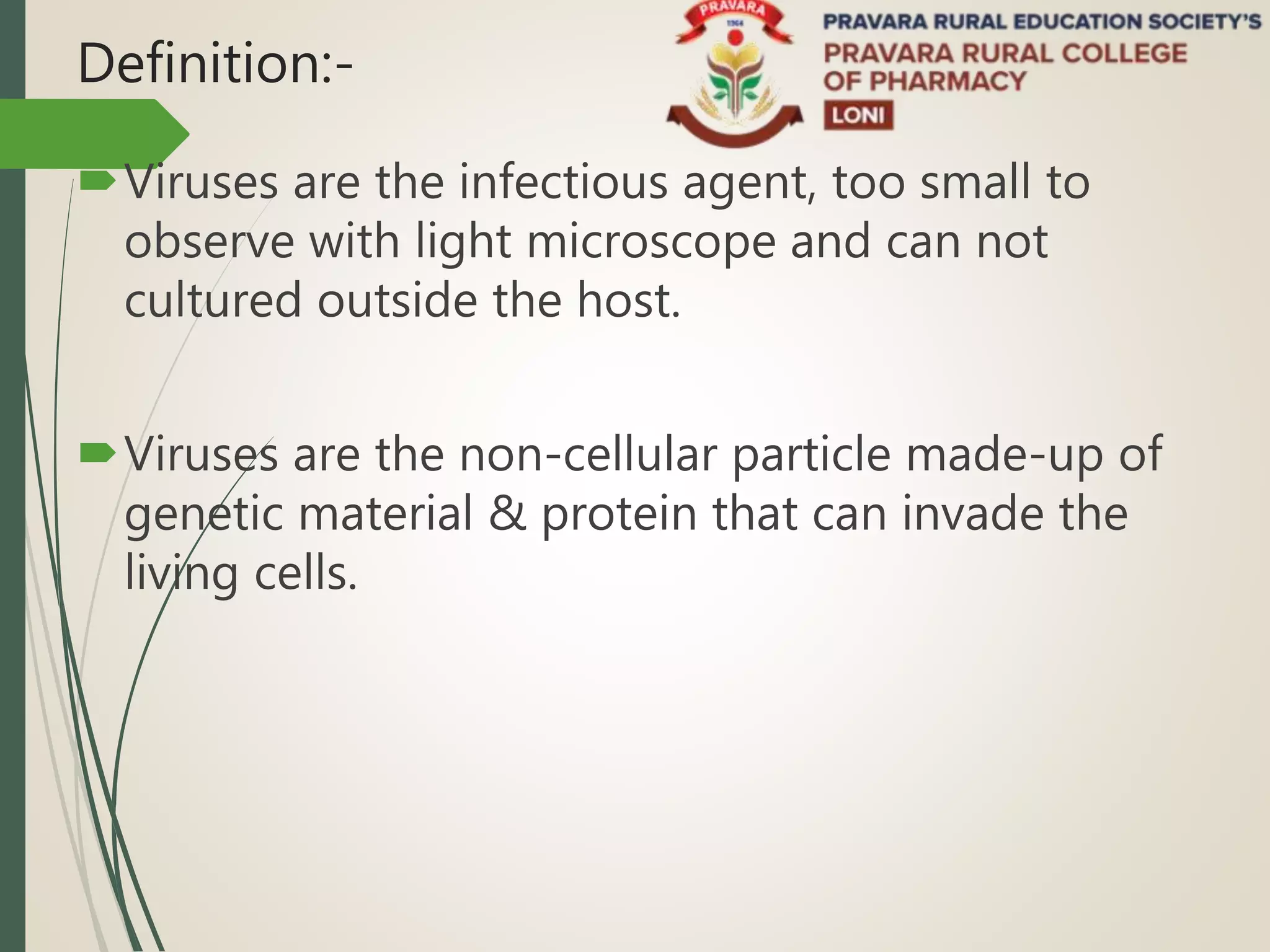 Viruses-definition, classification, replication, cultivation of viruses ...