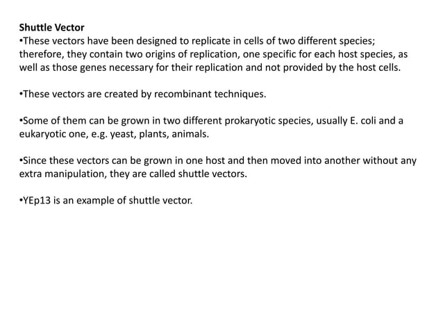 Viruses as vector, binary, shuttle vector | PPTX
