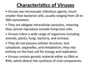Virology an overview of Structure and role of viruses | PPTX