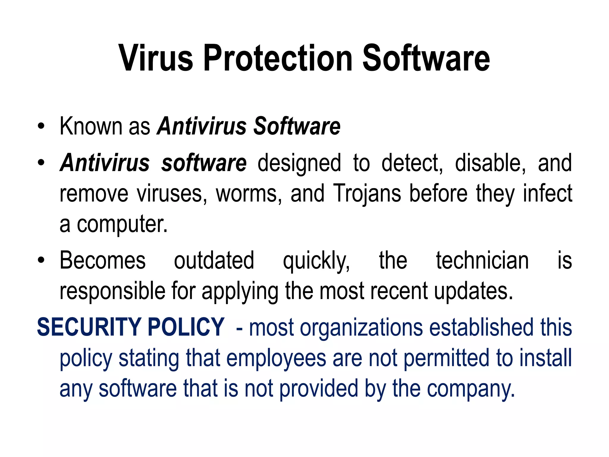 Viruses, worms, and trojan horses | PPTX