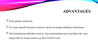 Virus neutralization test.pptx types and applications | PPTX