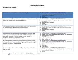 Library Instruction Session Outline Example | PPT