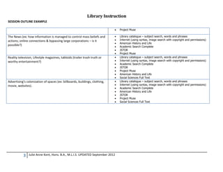 Library Instruction Session Outline Example | PPT