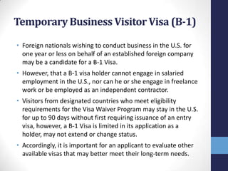Visa and Work Options: Overview of U.S. Visas and Work Permits | PPTX