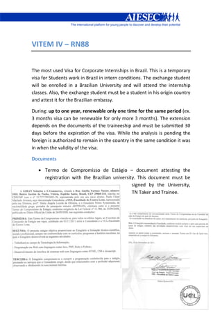 Visa booklet - AIESEC IN BRAZIL | PDF