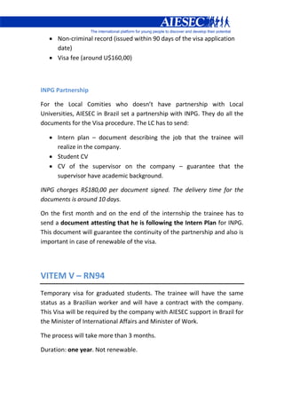 Visa booklet - AIESEC IN BRAZIL | PDF