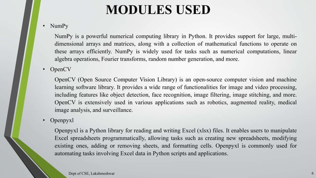 Visage- Smart facial based attendance system | PPT