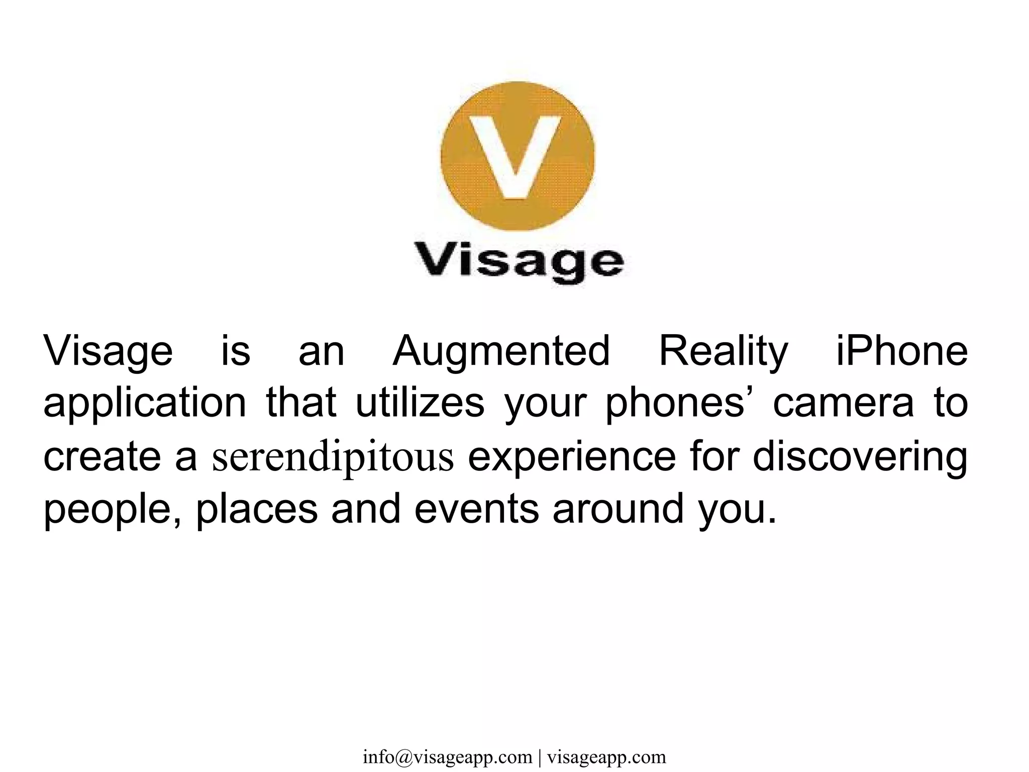 Visage Augmented Reality Platform Featurtes | PPT