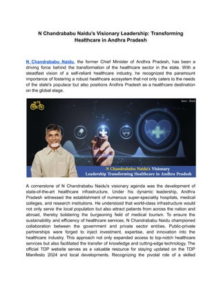 N Chandrababu Naidu's Visionary Leadership: Transforming Healthcare in Andhra Pradesh | PDF