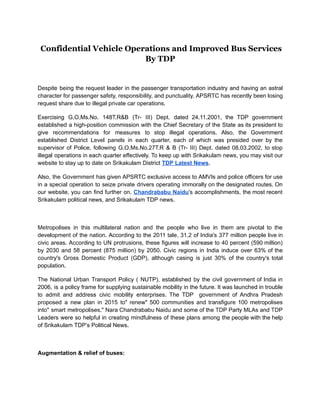 Confidential Vehicle Operations and Improved Bus Services By TDP | PDF