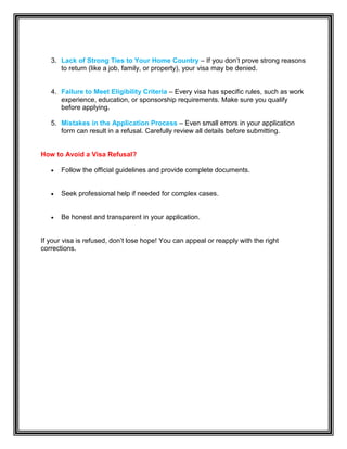 Visa Refusal: Common Reasons & How to Avoid It | PDF