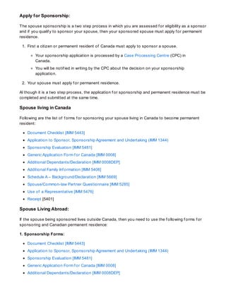 Step by Step Guide to Sponsor Spouse for Canada Immigration | PDF