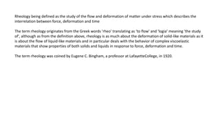 Rheology Fundamentals & Types of Fluid Flow in