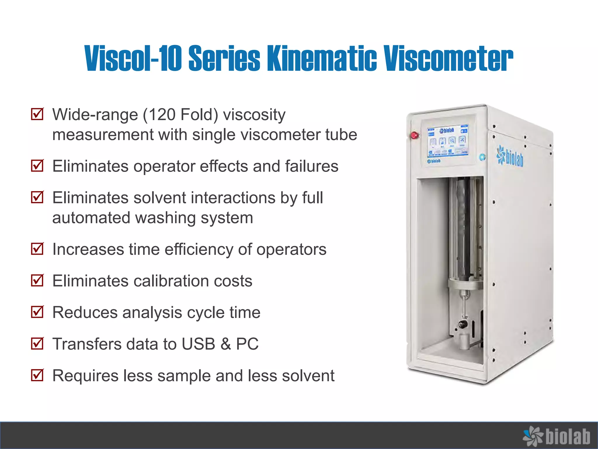 Viscol 10 presentation Fully Automatic Kinematic Viscometer | PDF