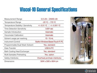 Viscol 10 presentation Fully Automatic Kinematic Viscometer | PDF