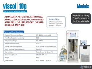 Viscol 10 presentation Fully Automatic Kinematic Viscometer | PDF