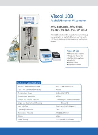 Viscol 10 presentation Fully Automatic Kinematic Viscometer | PDF