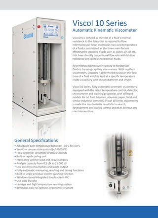 Viscol 10 series Fully Automatic Kinematic Viscometer | PDF | Chemistry ...
