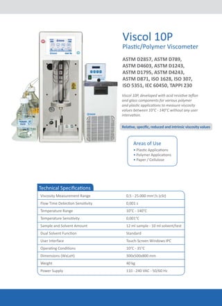 Viscol 10 series Fully Automatic Kinematic Viscometer | PDF | Chemistry | Science