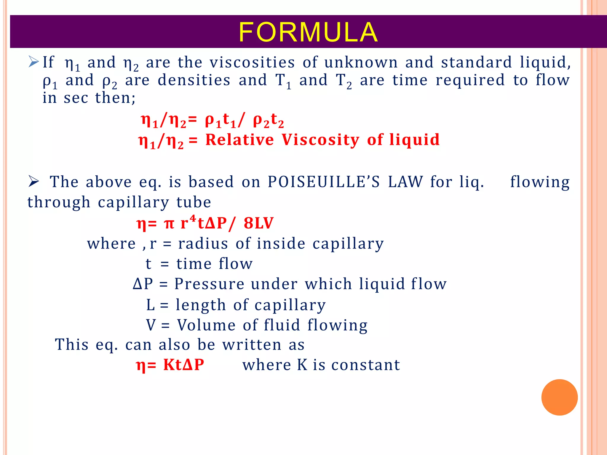Physicochemical parameters of Viscometer & Stagalmometer | PPTX