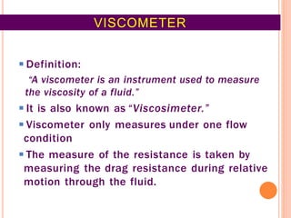 Physicochemical parameters of Viscometer & Stagalmometer | PPTX