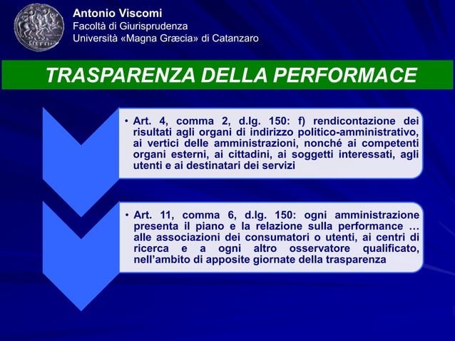 Catanzaro 22 marzo. Antonio Viscomi.Trasparenza della performance