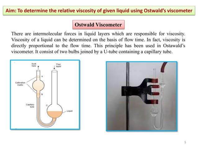 To determine the relative viscosity of given liquid using Ostwald’s ...