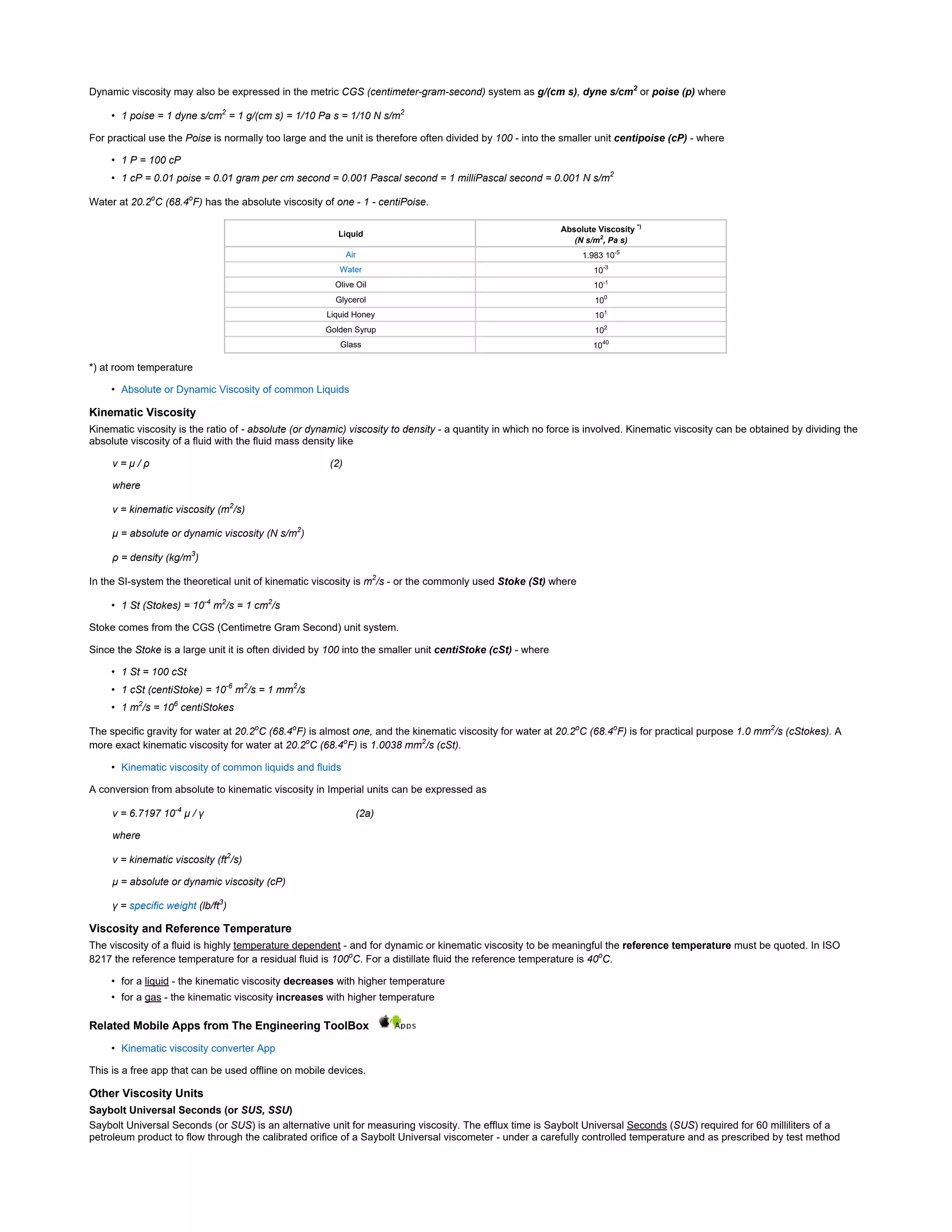 Viscosity kinematic vs dynamic | PDF