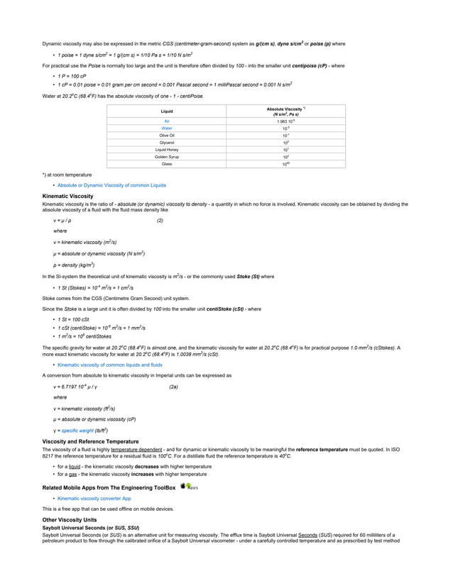 Viscosity kinematic vs dynamic