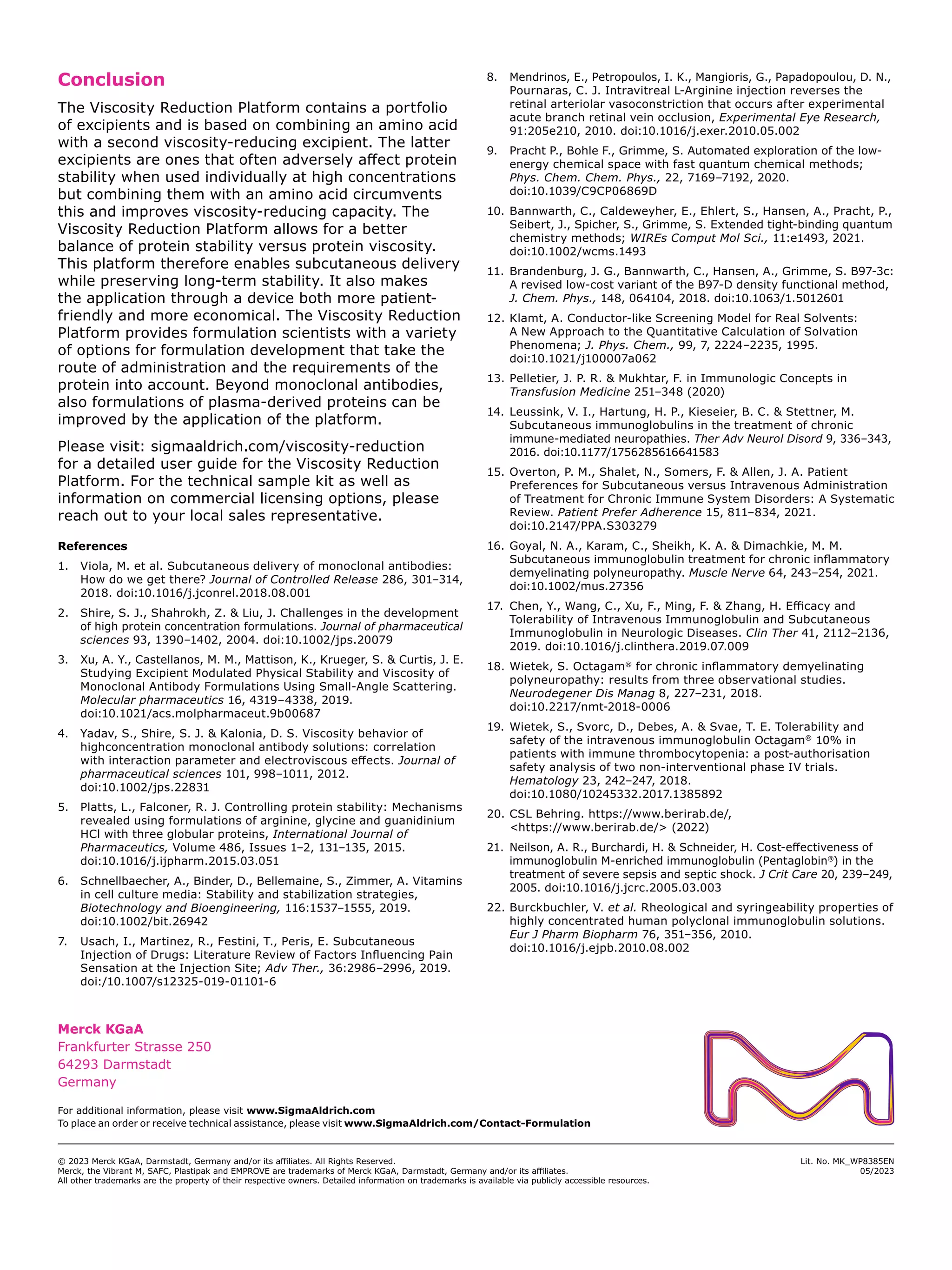 The Viscosity Reduction Platform: Viscosity Reducing Excipients for ...