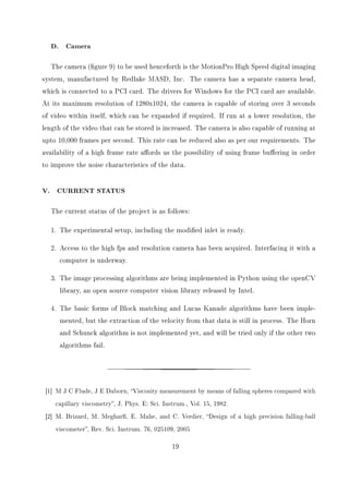 Notes on experimental methods for measure of viscosity on a falling ...