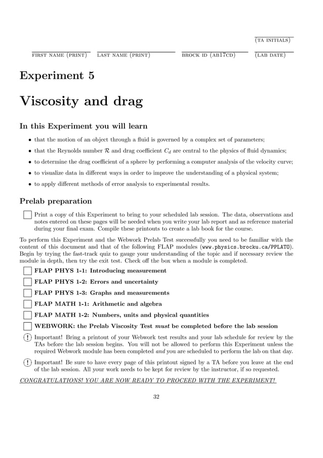 Lab report on liquid viscosity of glycerin | PDF