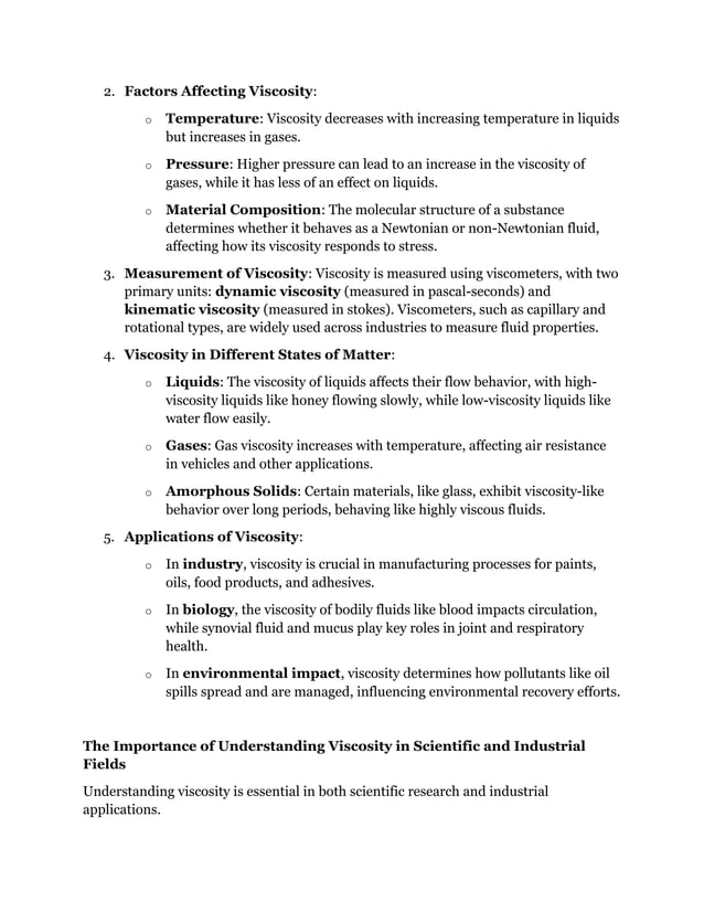 viscosity report and outline for fluid mechanics | PDF | Free Download