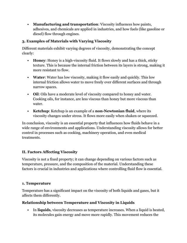 viscosity report and outline for fluid mechanics | PDF