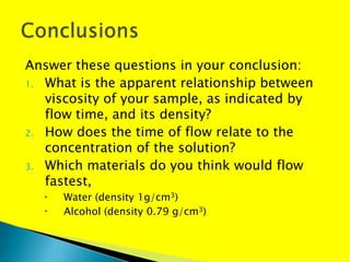 Viscosity and density lab | PPTX | Chemistry | Science
