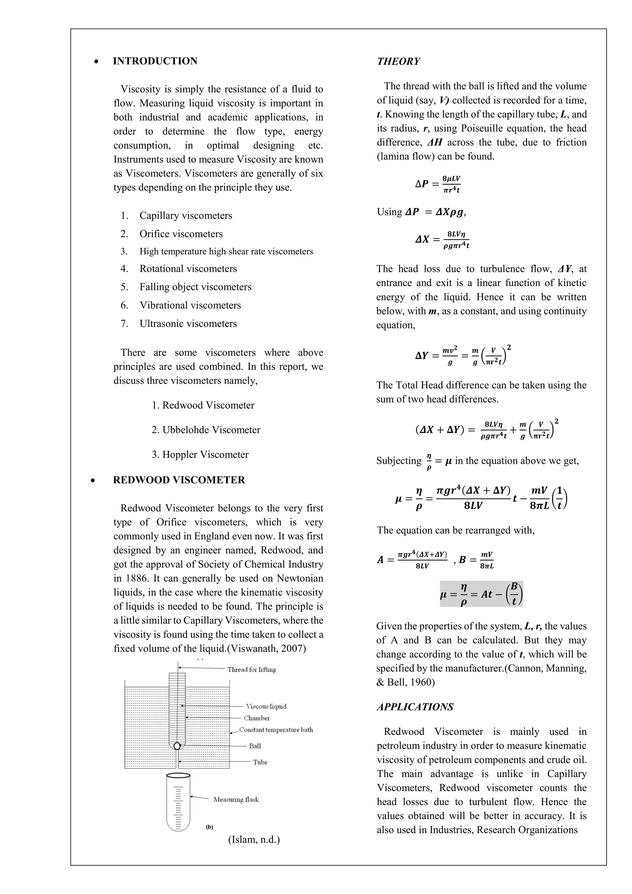 Viscosity measurement and instruments used | PDF