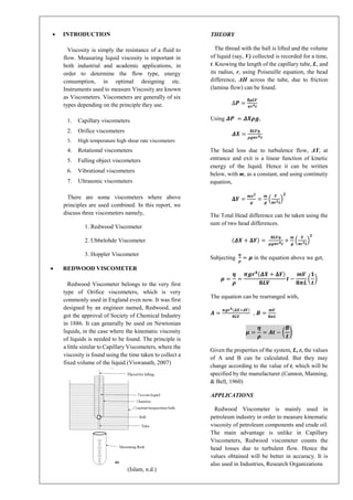 Viscosity measurement and instruments used | PDF