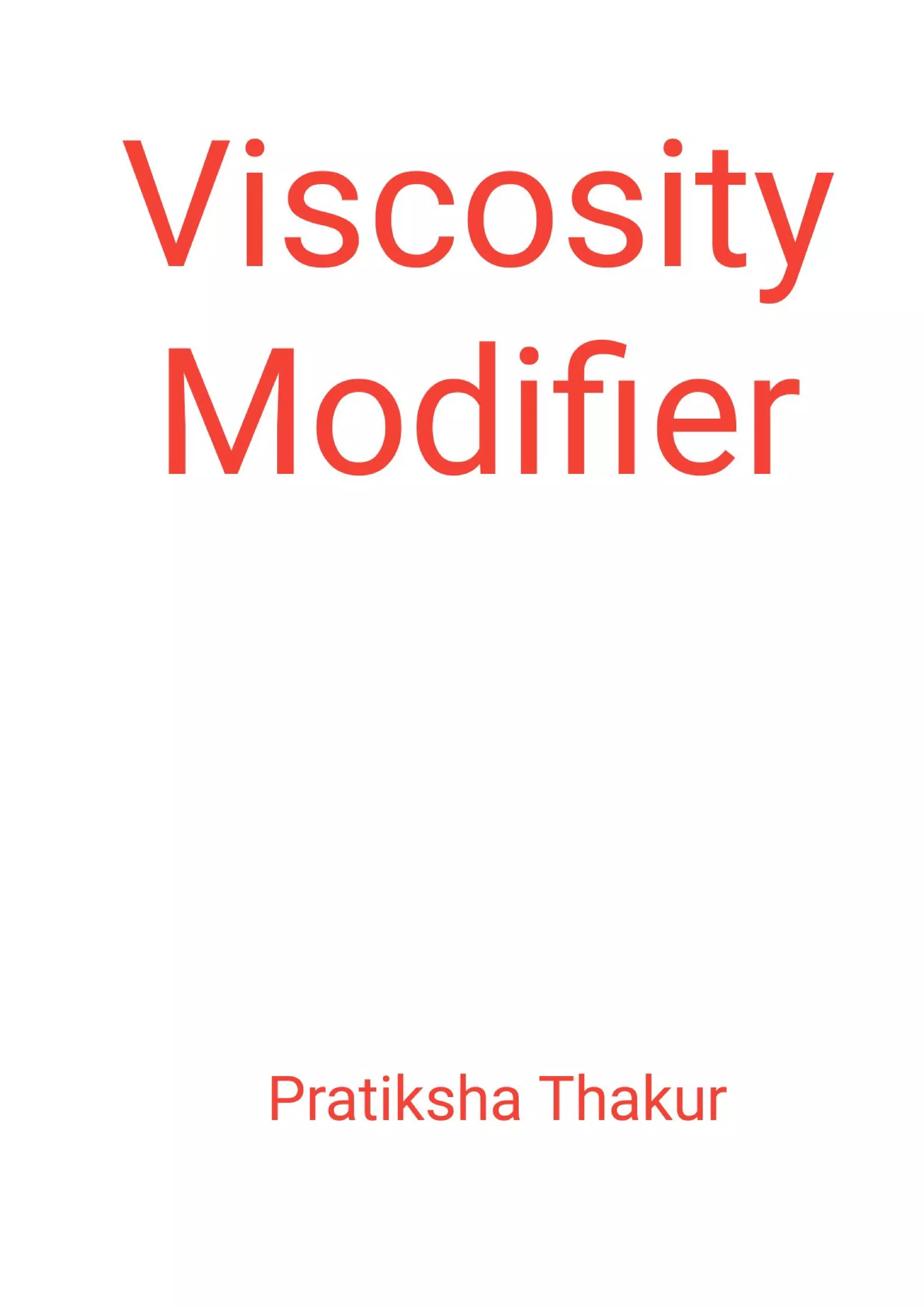 Viscosity Modifier | PDF