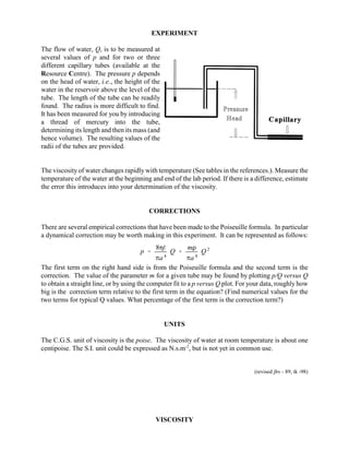 Viscosity of water by capillary flow | PDF