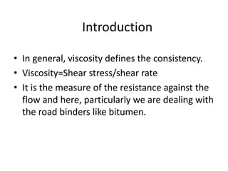 Viscosity test of bitumen | PPTX