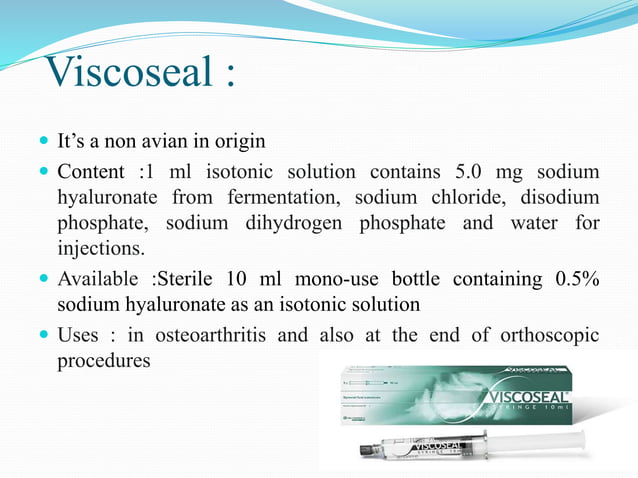 Visco supplymentation in osteoarthrosis of knee and autologous copy | PPTX